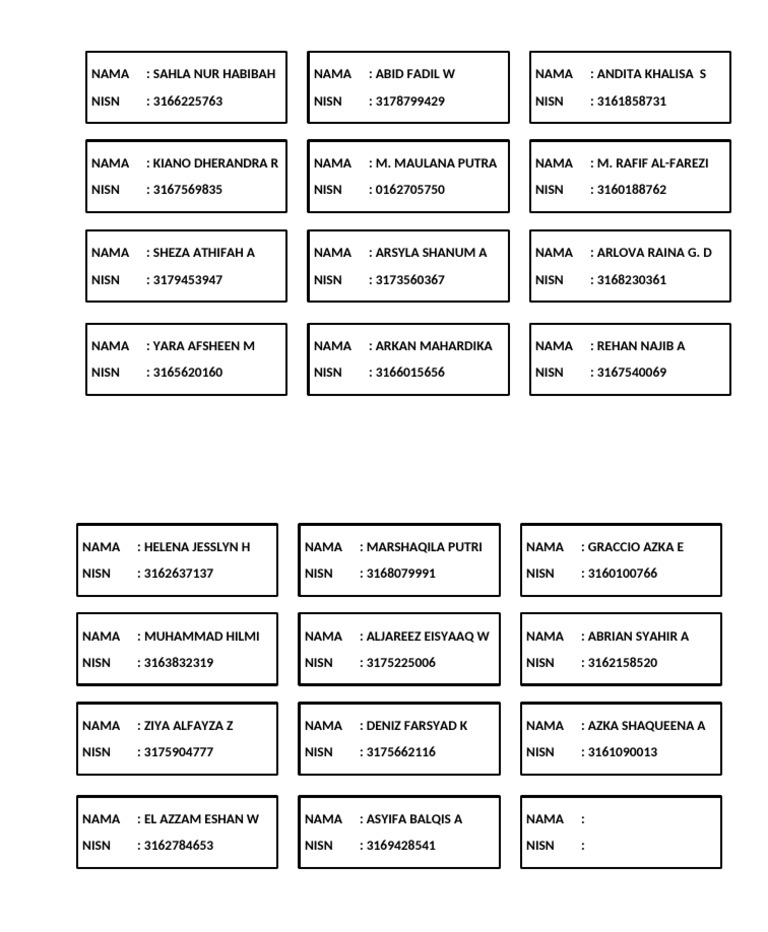 Nama Rapot 1 Aisyah | PDF