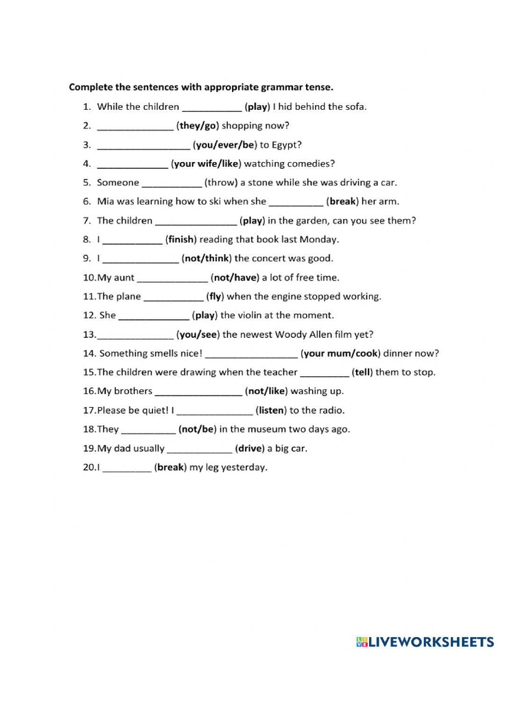 Worksheet (Liveworksheet) | PDF