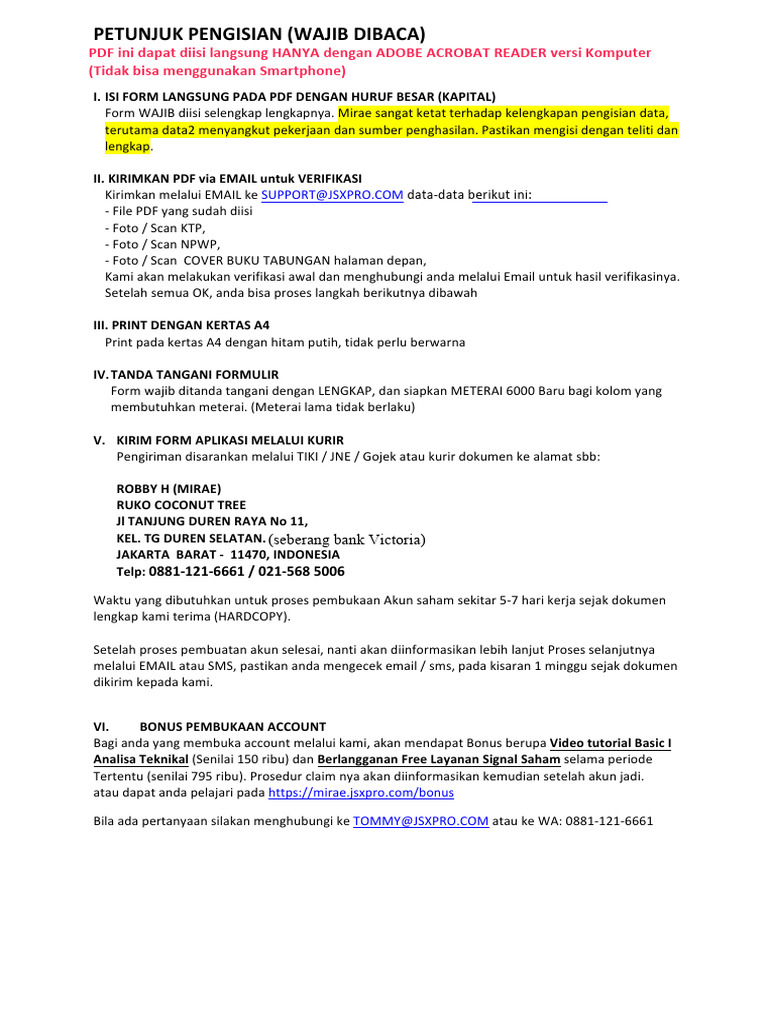 FORM APLIKASI MIRAE BCA FILLABLE v2.1 | PDF