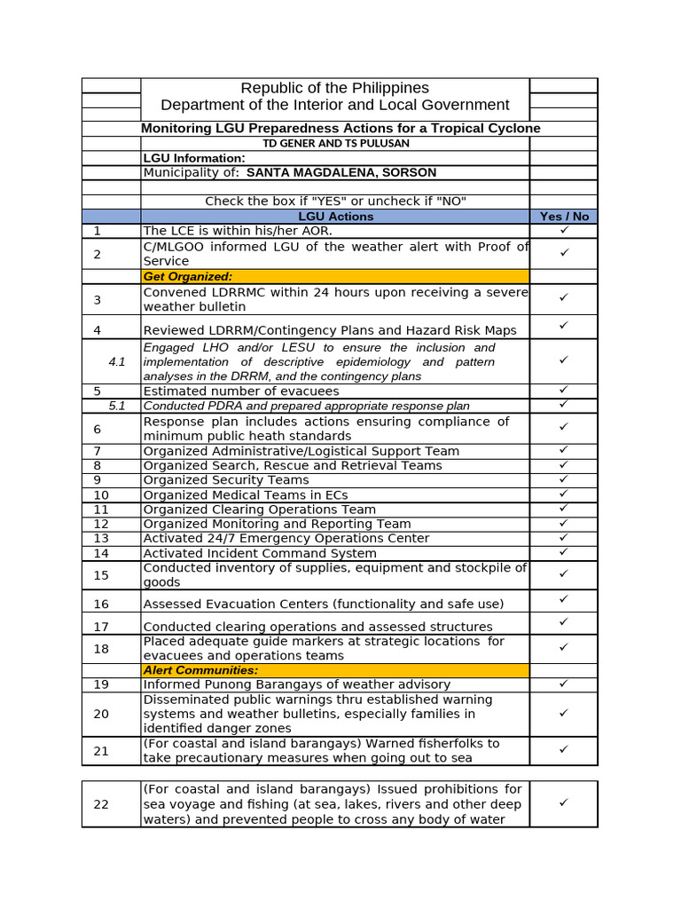TD GENER MONITORING-LGU-PREPAREDNESS-ACTIONS-FOR-A-TYPHOON (1) | PDF