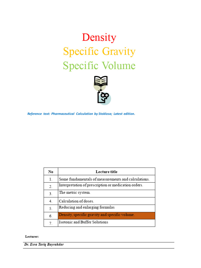 Density SP Gravity SP Volume PDF | PDF | Density | Volume