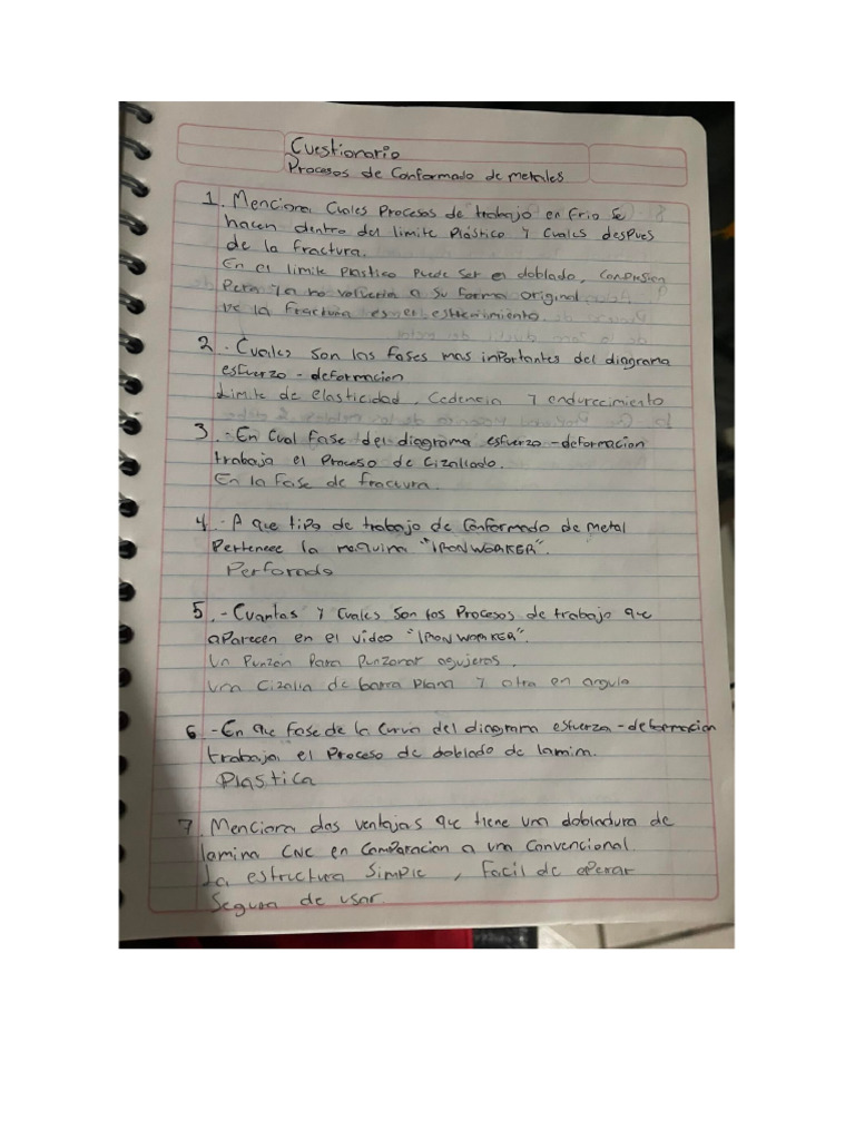 Cuestionario Procesos de Conformado | PDF