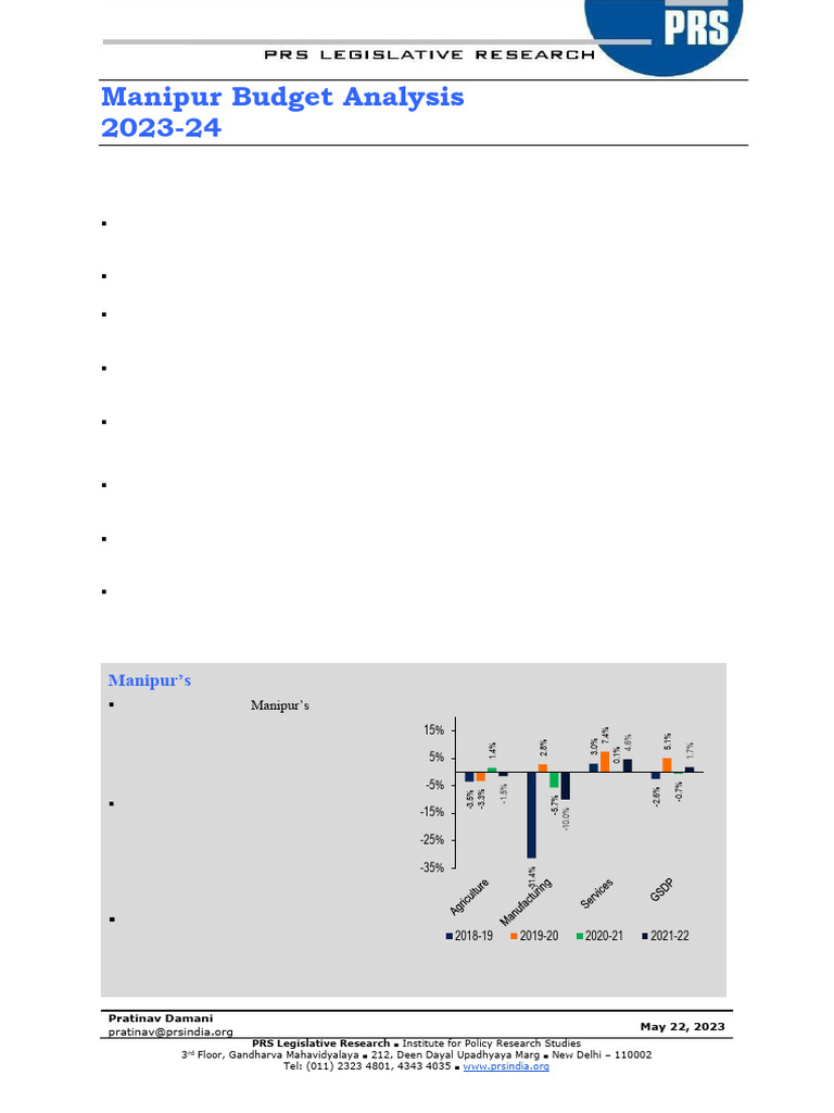 Budget Analysis 2023-24 Manipur | PDF