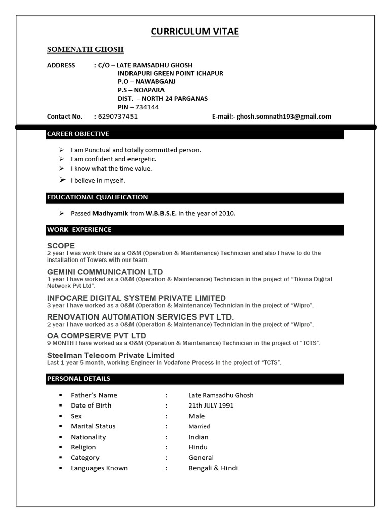 Curriculum Vitae Somnath Ghosh | PDF