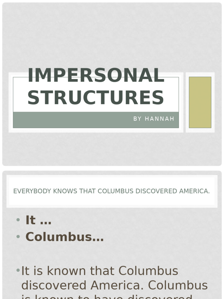 Impersonal Structures Sentence Transformation Rephrasing Exercises - 135936 | PDF