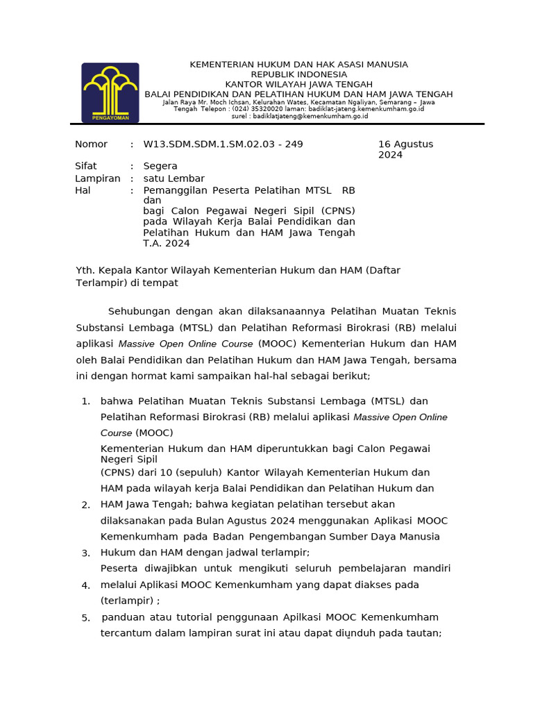 Kementerian Hukum Dan Hak Asasi Manusia Republik Indonesia Kantor ...