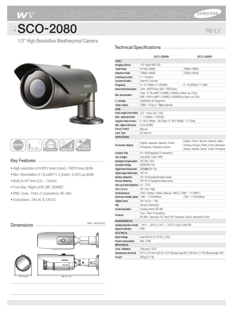 SCO 2080 Specifications | PDF