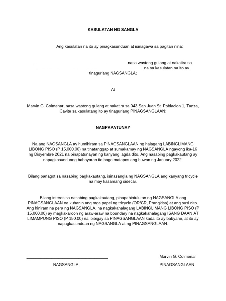 Kasulatan NG Sangla | PDF