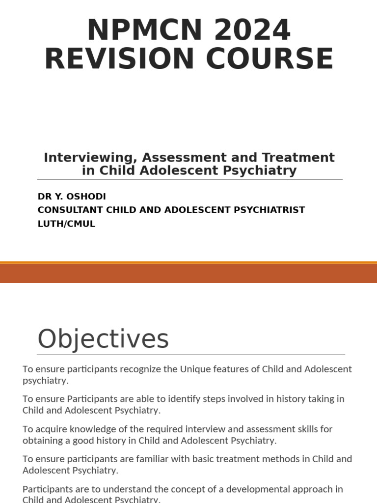 2024 - NPMCN REVISION COURSE - C and A Assessment | PDF | Psychotherapy ...