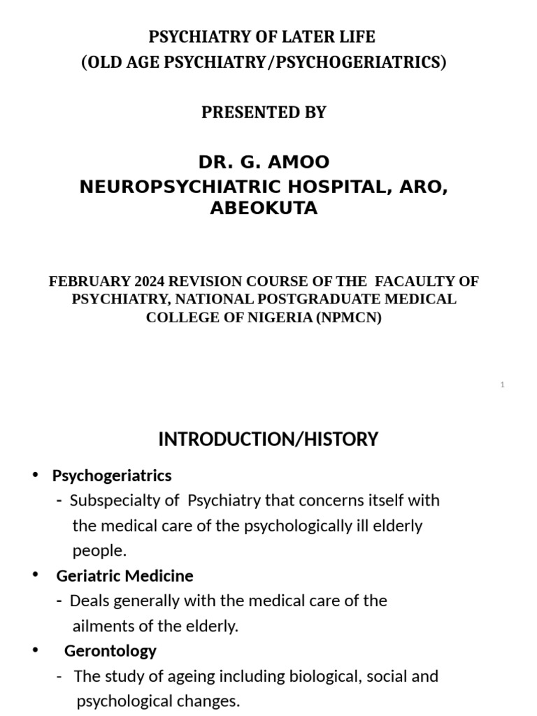 Psychiatric of Later Life 2024 | PDF | Psychiatry | Self-Improvement