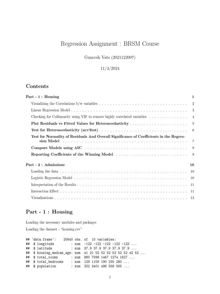 Assignment4 Regression | PDF