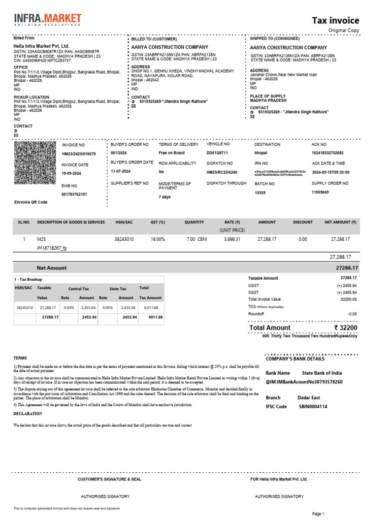 FO2841932 Tax Invoice RMC | PDF