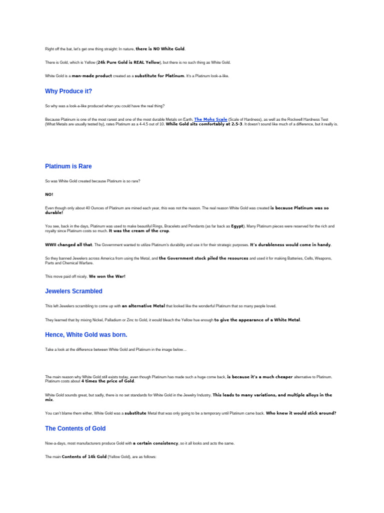 White Gold Vs Platinum | PDF