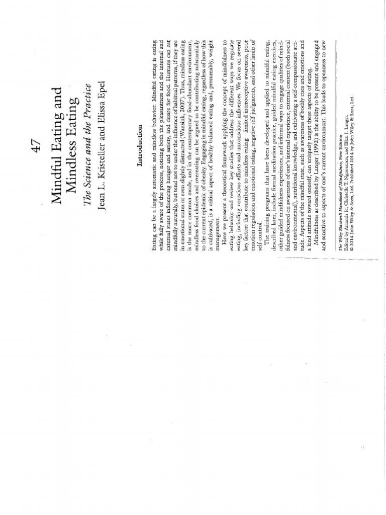 Mindful - Eating - Mindless - Eating, CH 47 | PDF