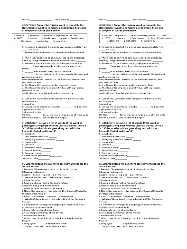 SUMMATIVE TEST IN Music 3rd QUARTER | PDF