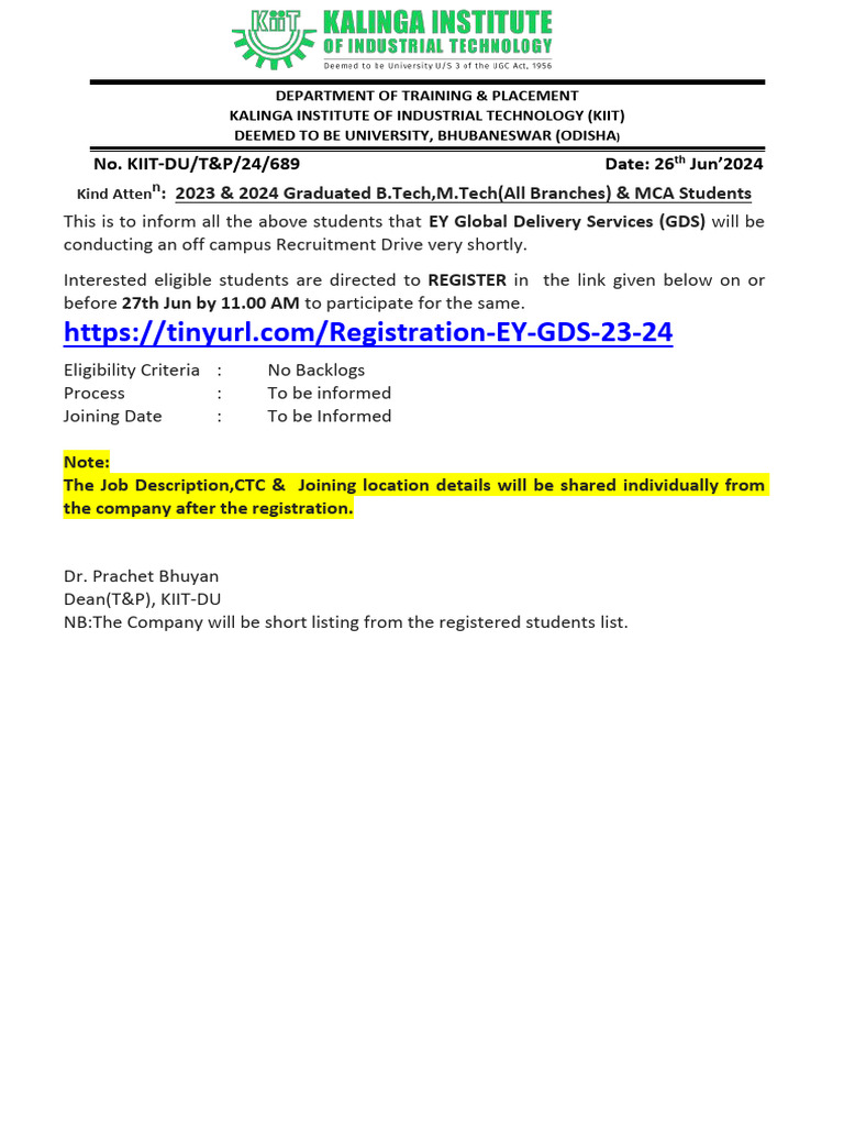 Registration For EY GDS Recruitment Drive For 2023 & 2024 Graduated ...