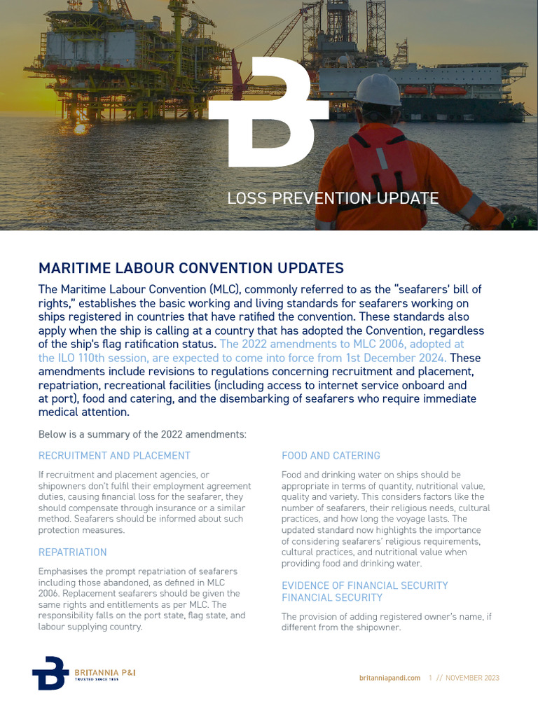 Maritime Labour Convention MLC Updates November 2023 | PDF