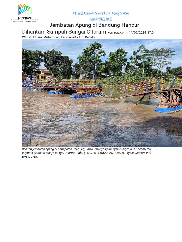 Jembatan Apung Di Bandung Hancur Dihantam Sampah Sungai Citarum | PDF | Perjalanan | Teknologi ...
