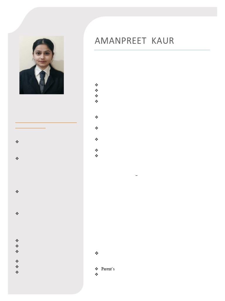 AMANPREET KAUR RESUME | PDF