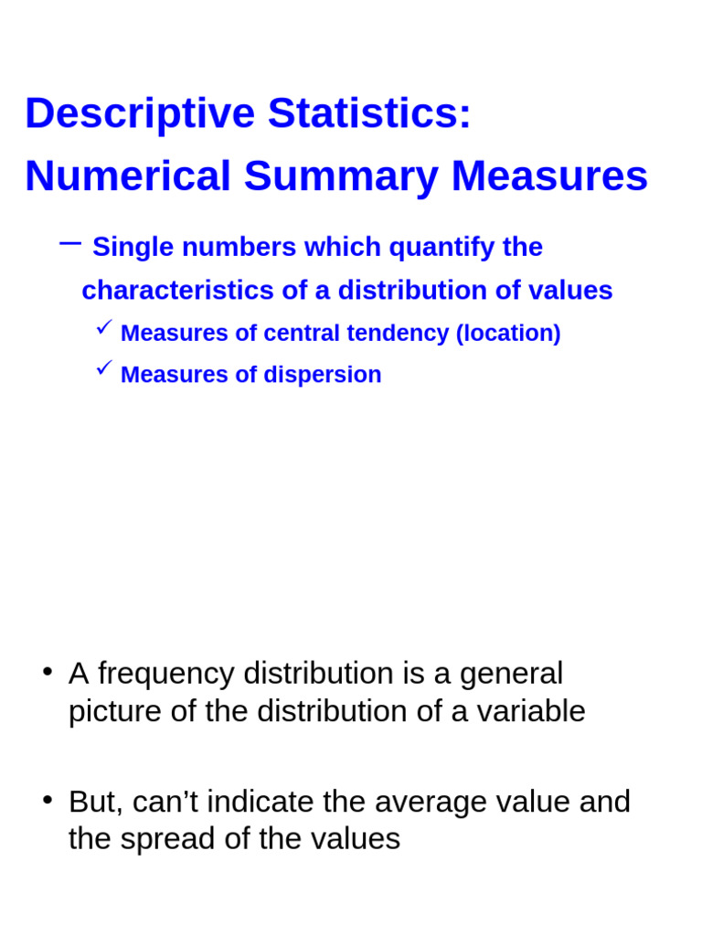 2.3 Descriptive Numerical Summary Measures | PDF | Mode (Statistics ...