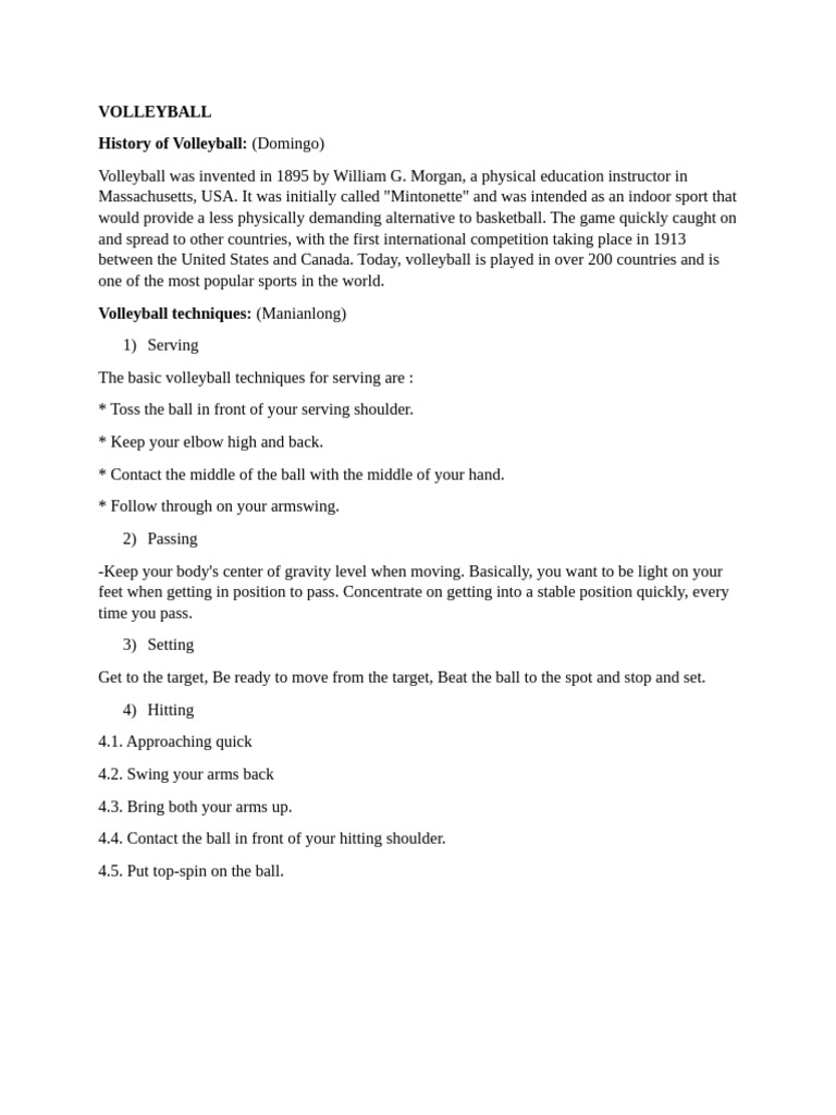 VOLLEYBALL | PDF