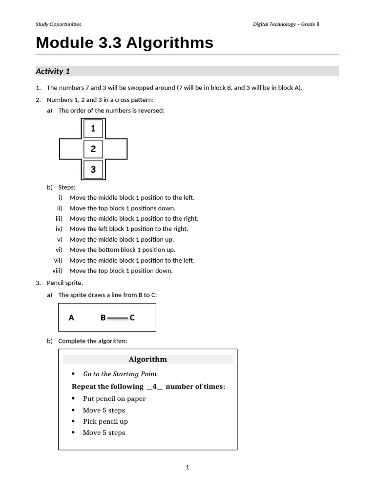Grade 8 Digital Tech Algorithms | PDF | Teaching Methods & Materials