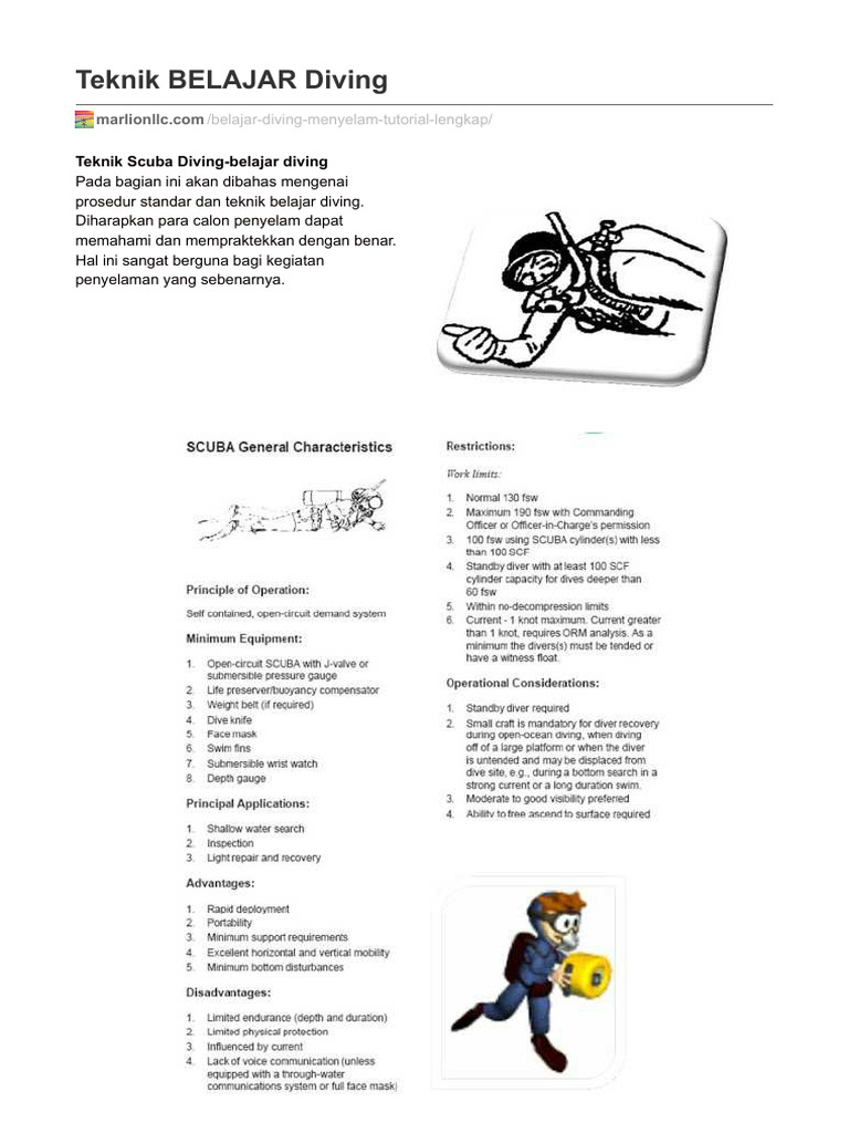 Marlionllc Com Teknik BELAJAR Diving | PDF