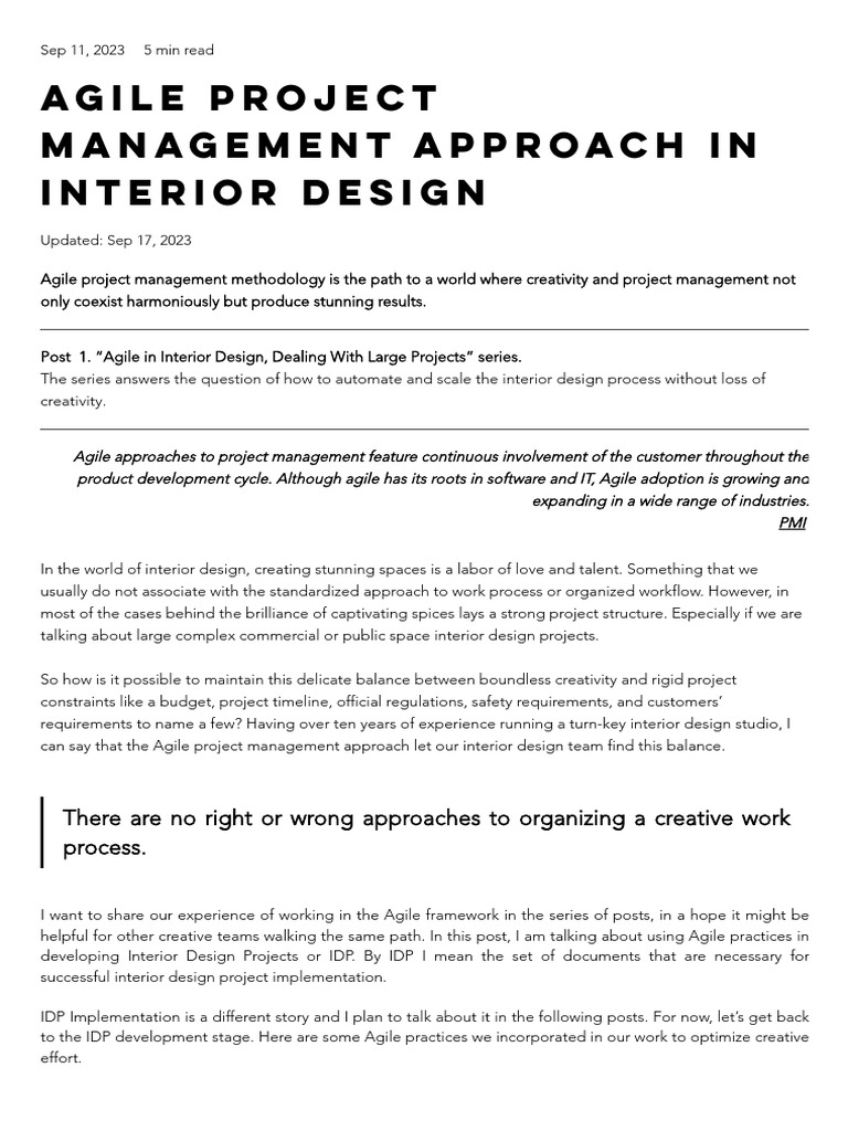 Agile Project Management Approach in Interior Design | PDF