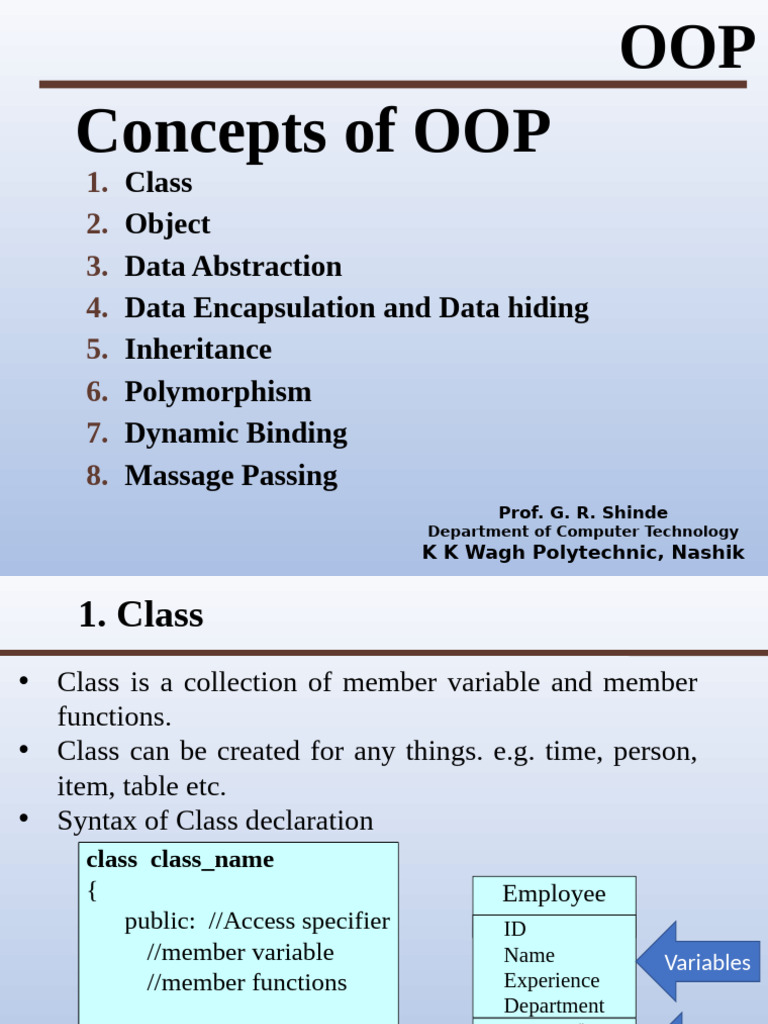 GRS OOP-1 Concepts of OOP | PDF