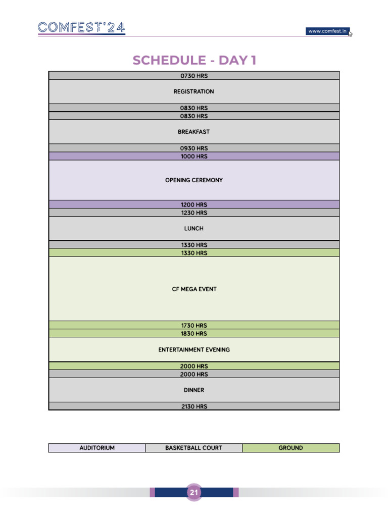 Comfest Invite 2024 Schedule | PDF