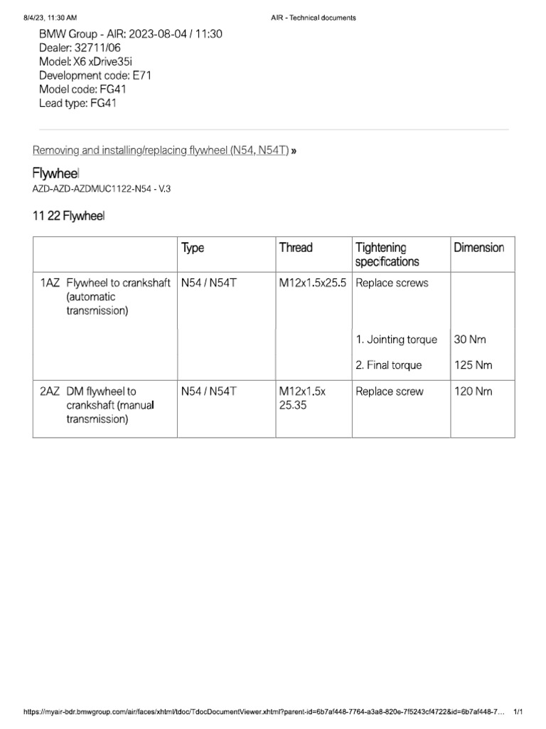 Flywheel Installation Torque | PDF