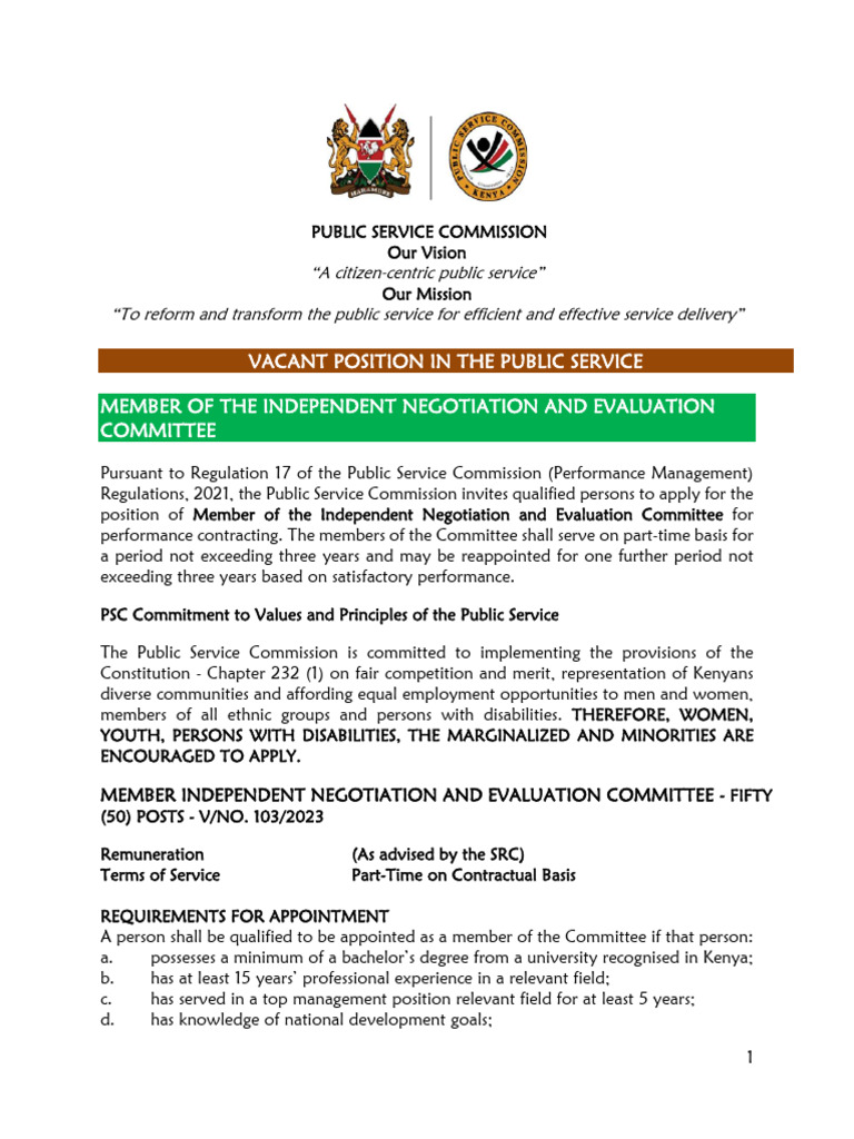 Member of The Independent Negotiation and Evaluation Committee | PDF