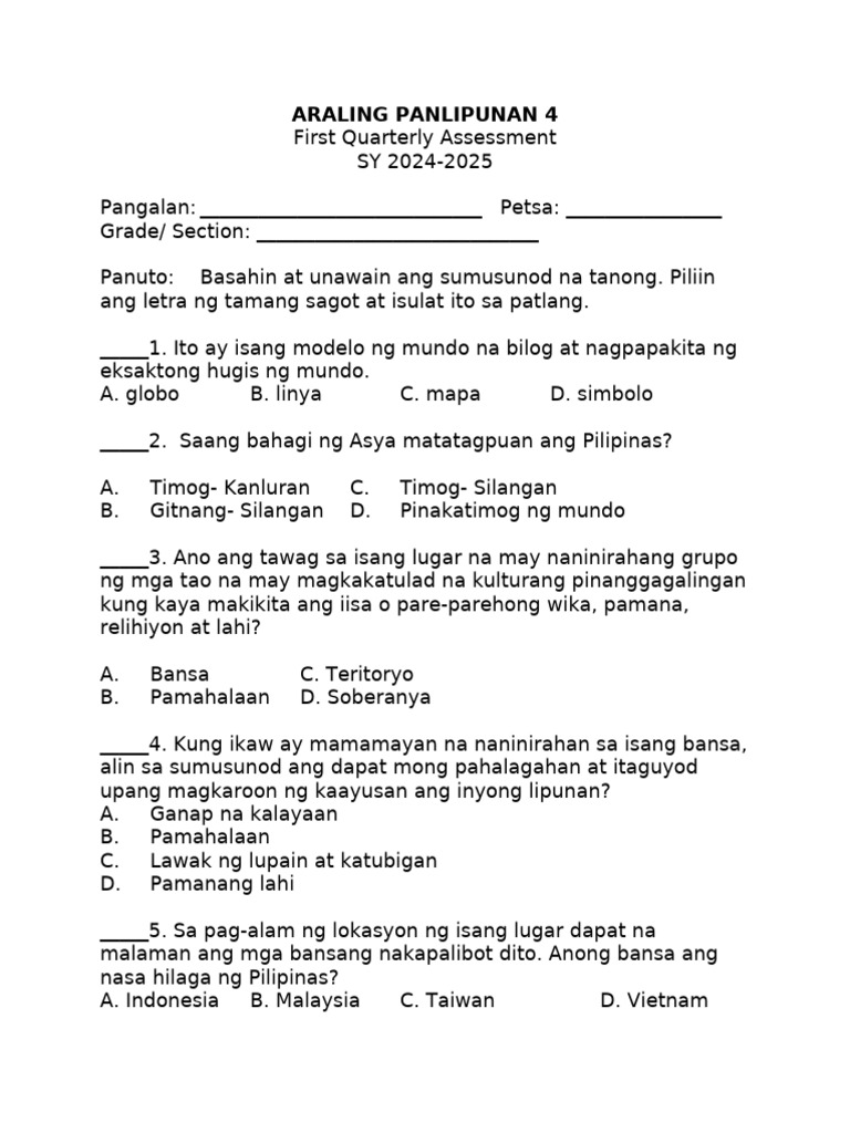 AP 4 - Q1 - Assessment | PDF