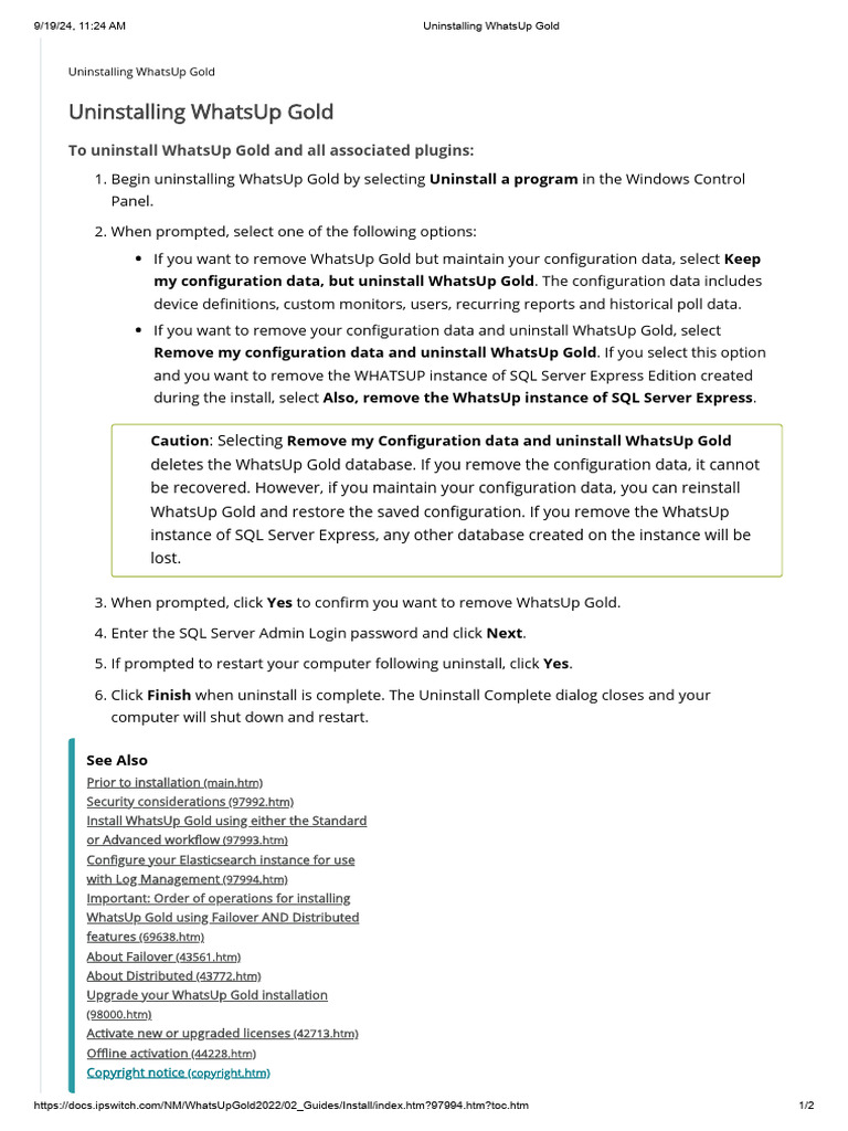 11.0-Uninstalling WhatsUp Gold | PDF