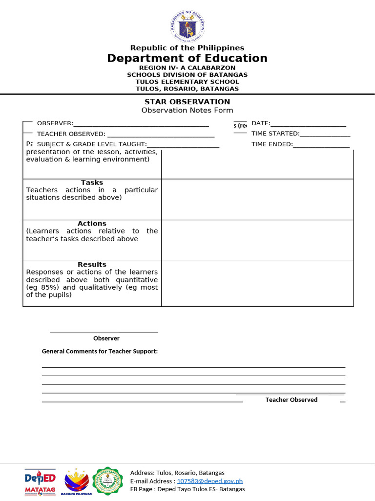 Star Observation Form | PDF