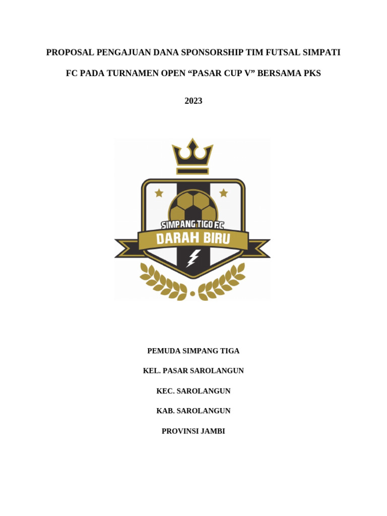 Proposal Pengajuan Dana Sponsorship Tim Futsal Simpati FC Pada Turnamen Open | PDF