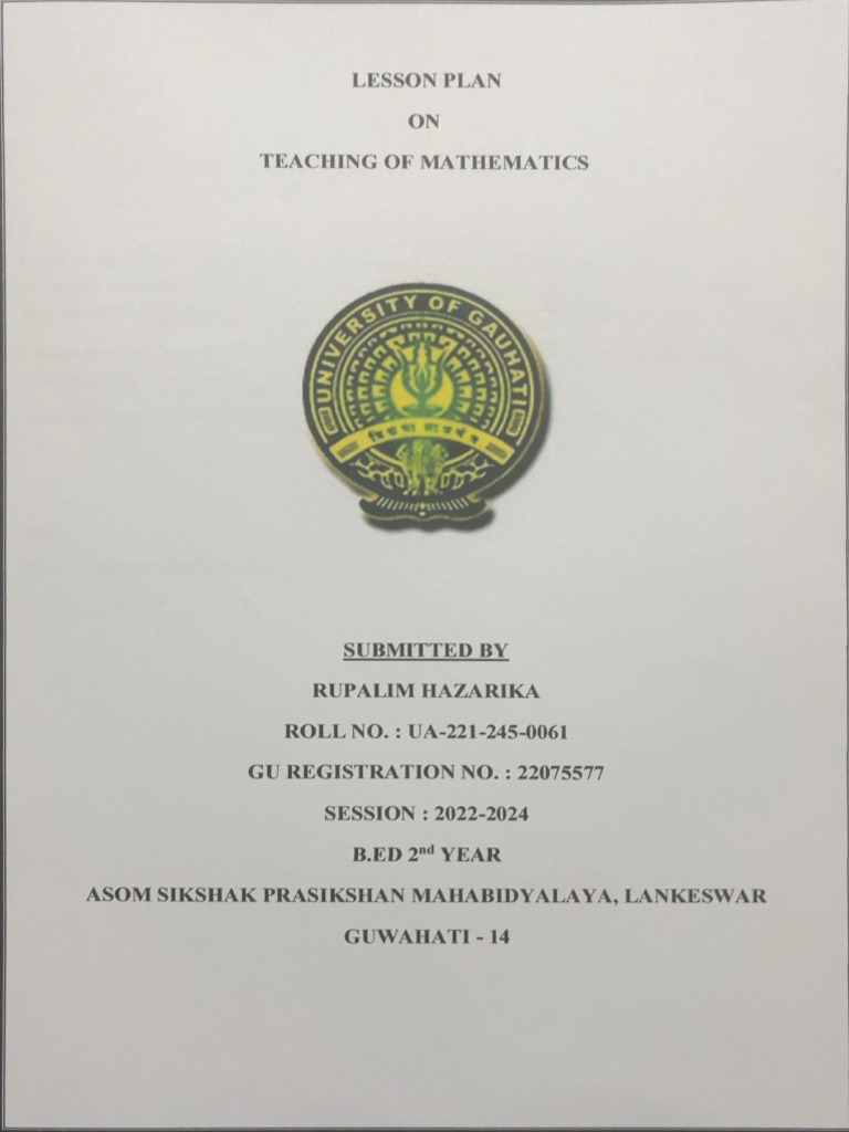 10 B Ed Lesson Plans Mathematics Method Pedagogy | PDF