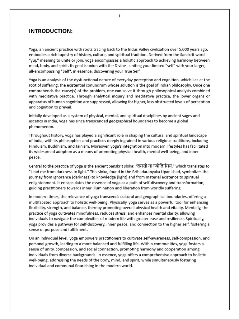 YOGA Assignment For B ED | PDF | Asana | Self-Improvement