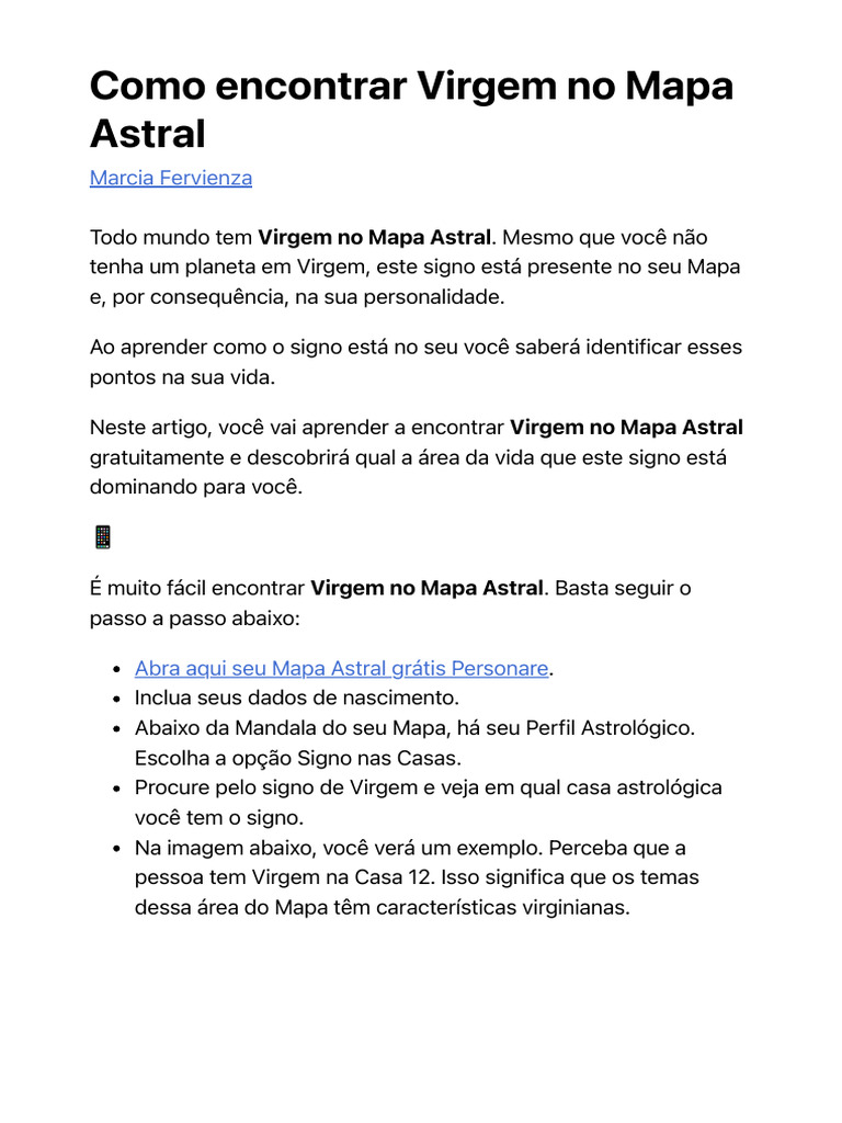 Virgem No Mapa Astral - Personare | PDF