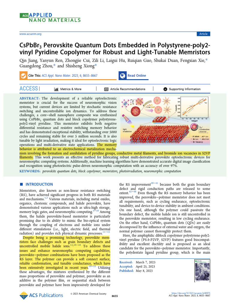 Photonic Memristors | PDF | Anode | Atomic Force Microscopy