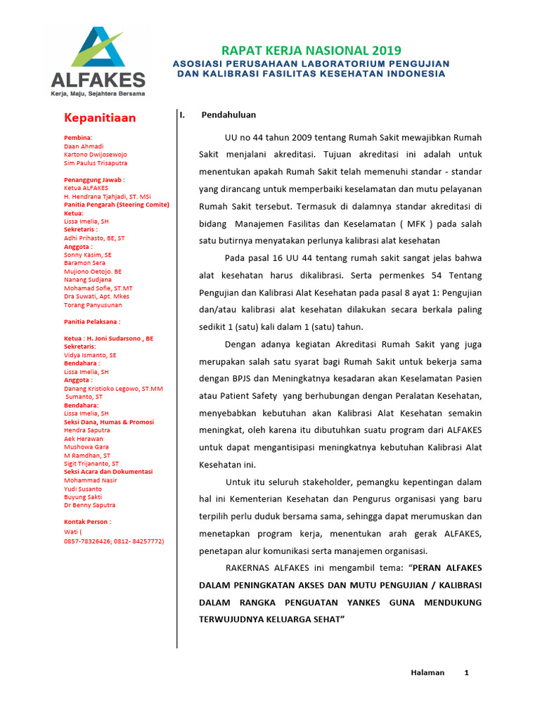 Proposal Rakernas Alfakes Final1 2019 | PDF