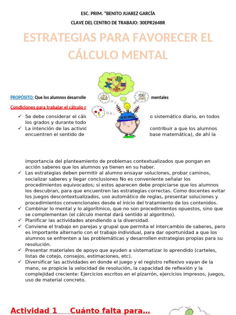 Fichero de Estrategias de Calculo Mental | PDF