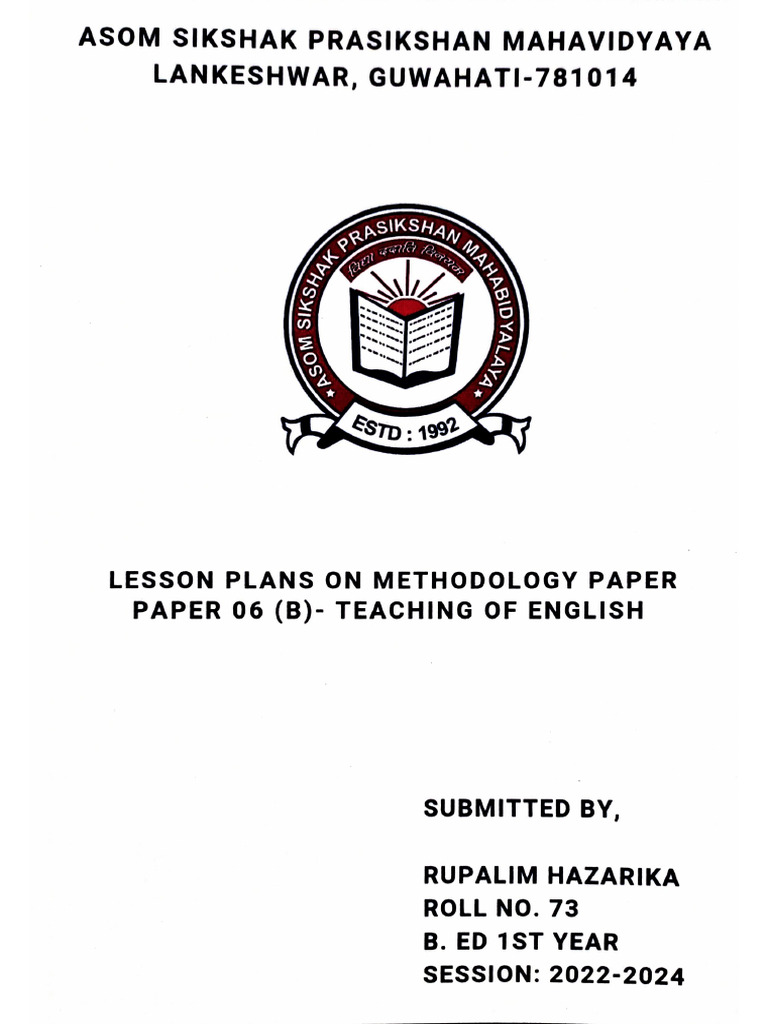 B ED English Lesson Plan | PDF