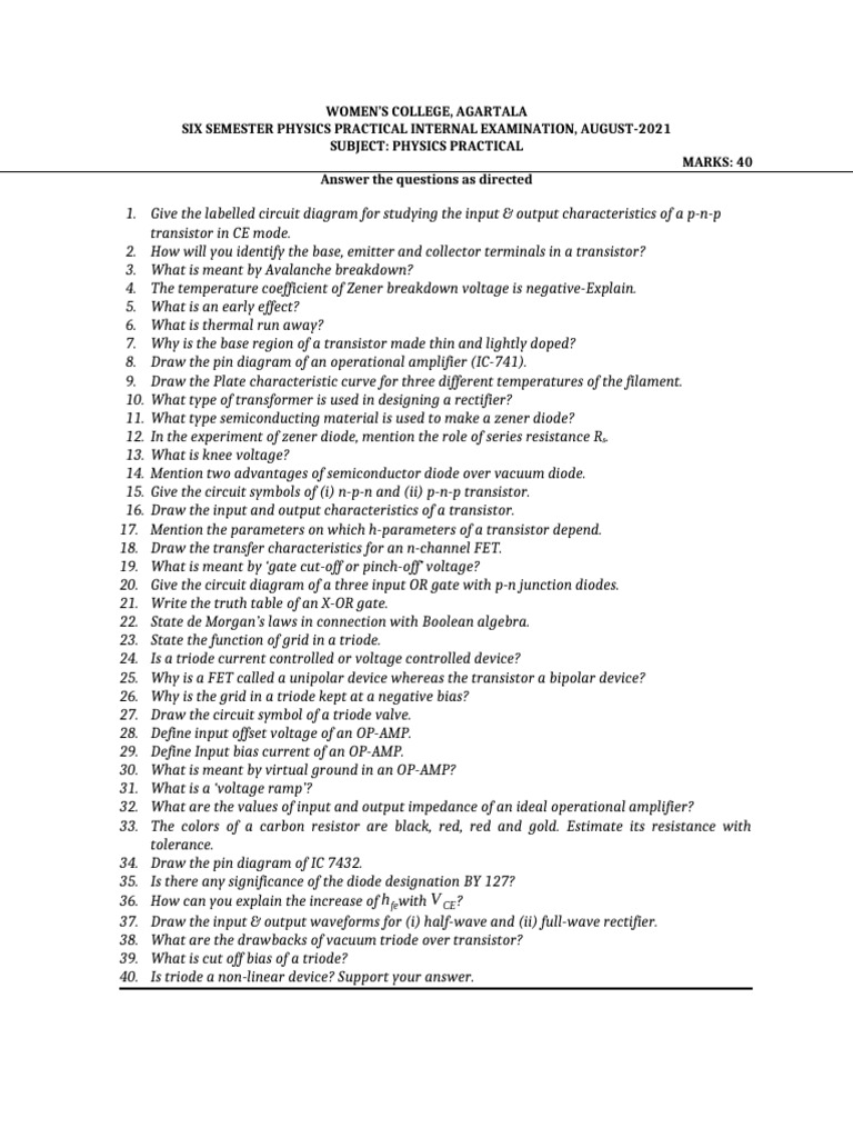 6th SEM Practical Internal Exam - August - 2021 | PDF