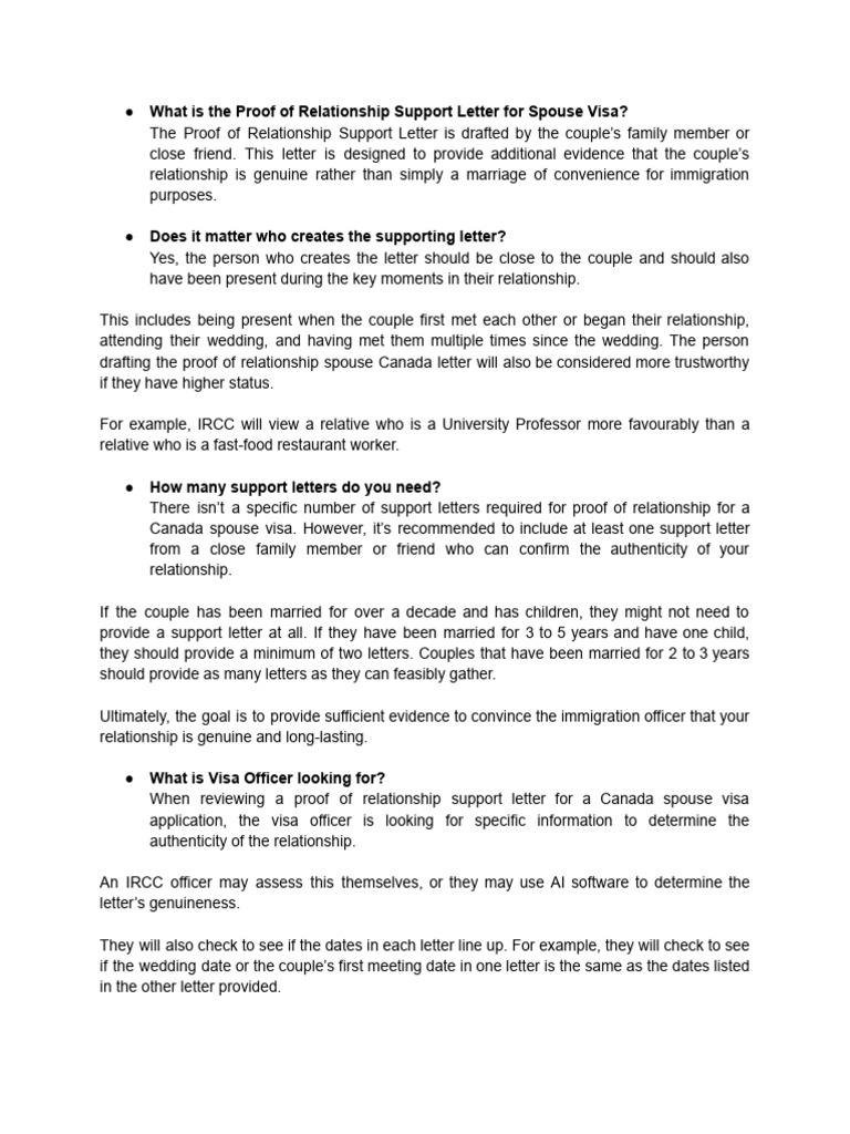 Spouse Visa Support letter format | PDF