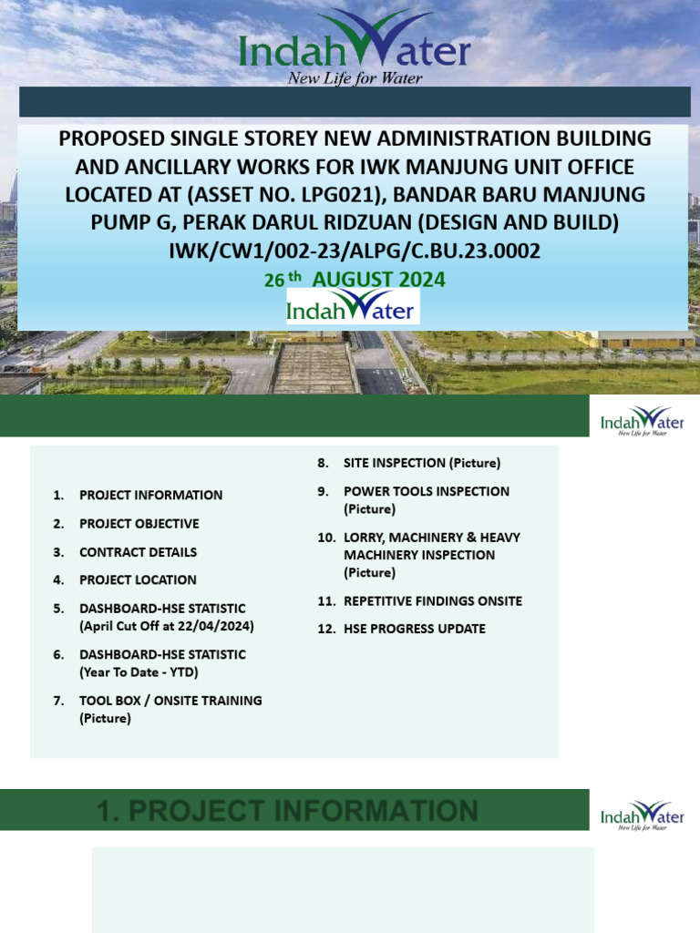 KGPKPB - HSE Presentation Slide - August 24 (IWK Manjung Project) | PDF