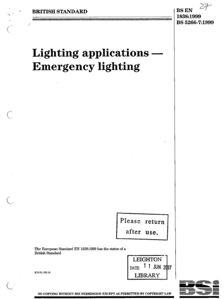 BS en 1838-1999 BS 5266-7-1999 | PDF