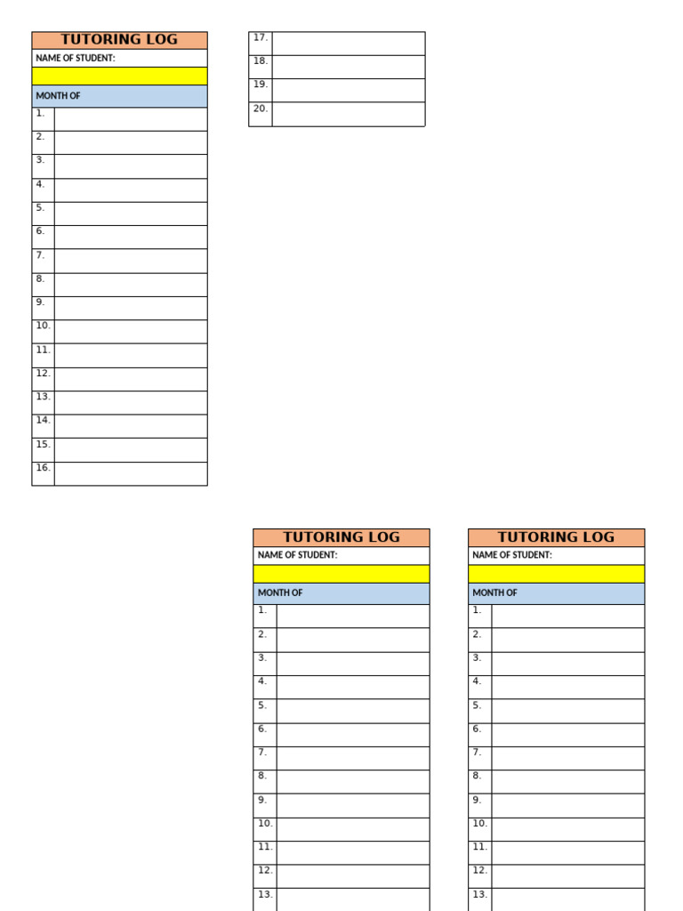 Tutoring Log 2024 | PDF