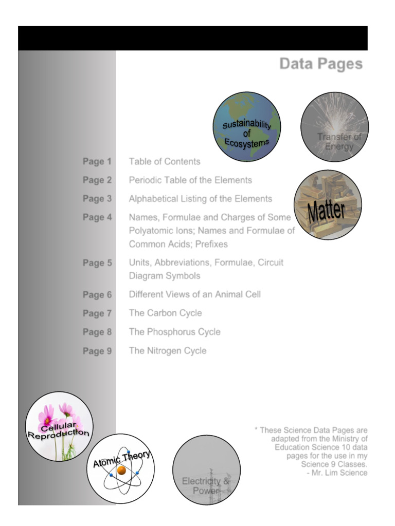 Science 9 Data Booklet | PDF