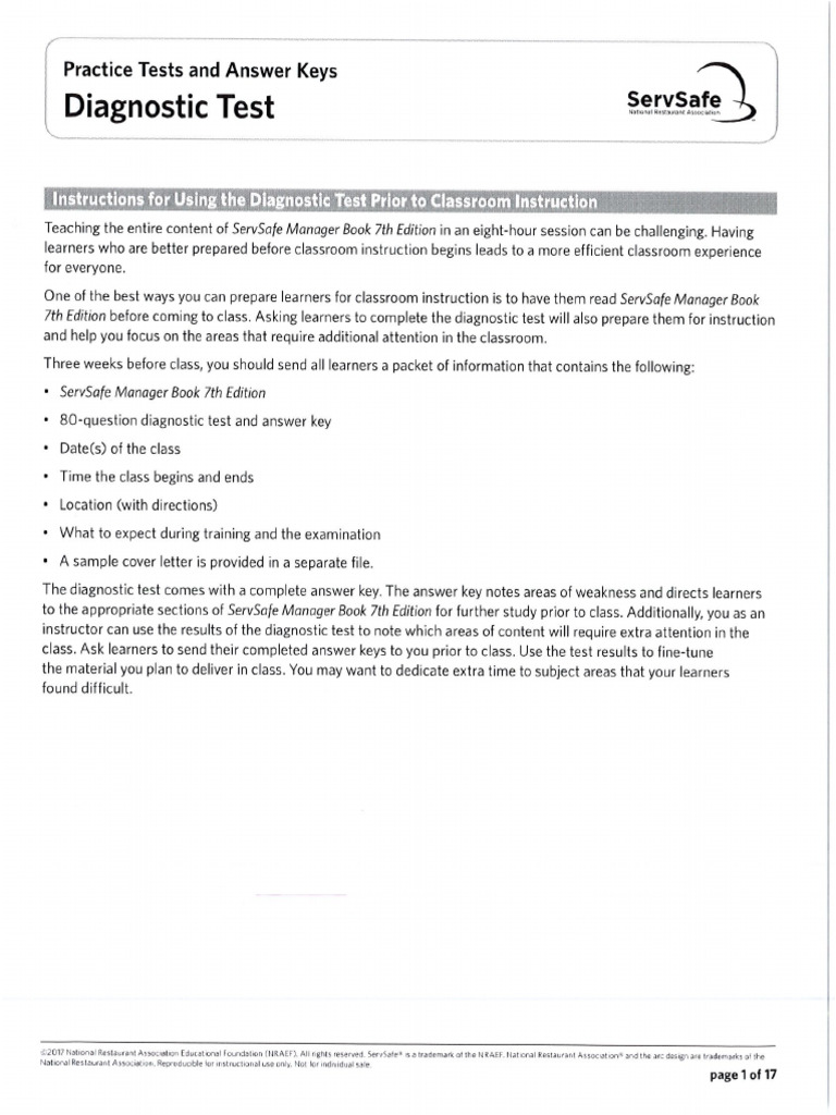 PreTest Servsafe | PDF